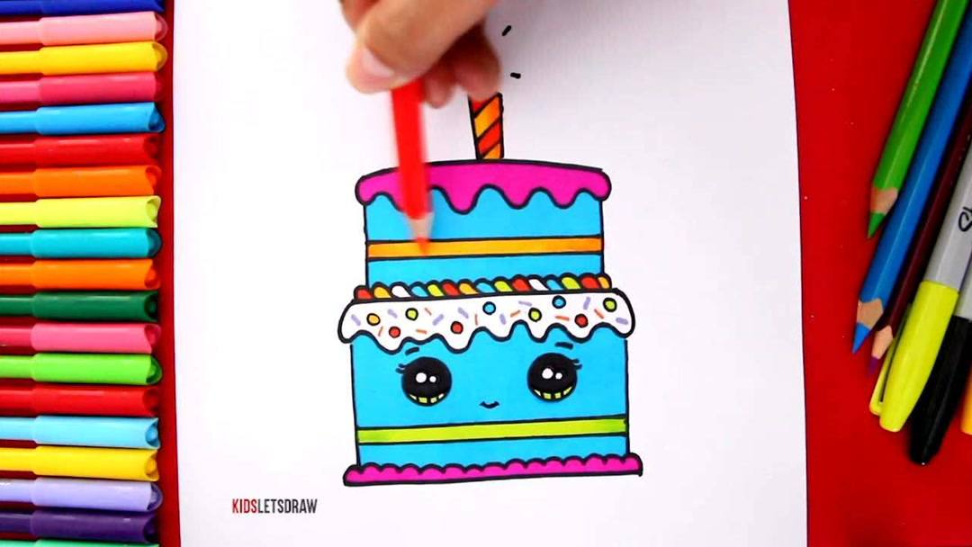 如何画一个可爱的生日蛋糕