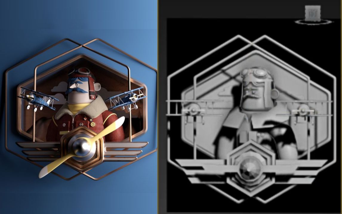 【3dmax建模】用3dmax做了一个飞行员标志,挂在家里提升b格!