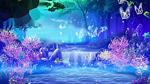 幼儿园 儿童节 c80唯美瀑布流水森林梦幻仙境61儿童节幼儿园少儿...