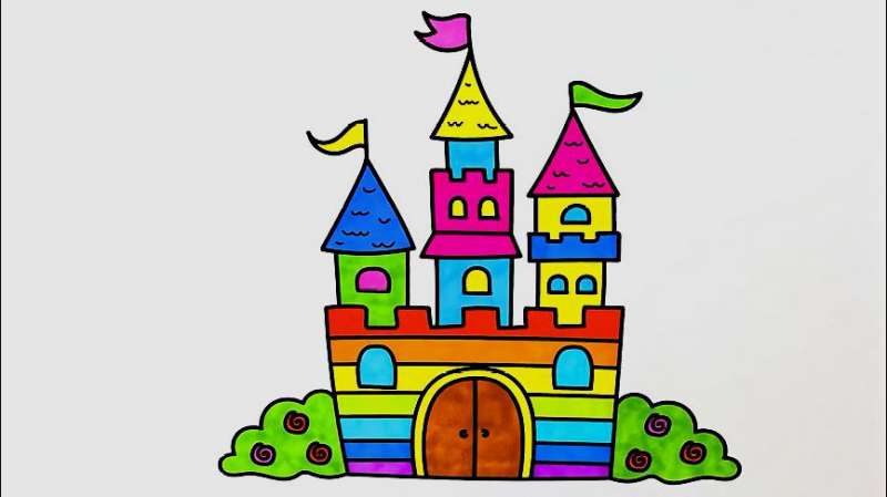 勇士和彩色小城堡简笔画儿歌