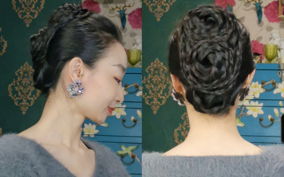 高级轻奢气质盘发⭕️晚宴复古盘发教程--蓝陨佳人