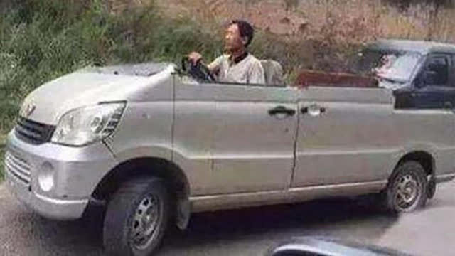 半年前车主的五菱宏光被追尾,结果将计就计变成了辆敞篷车