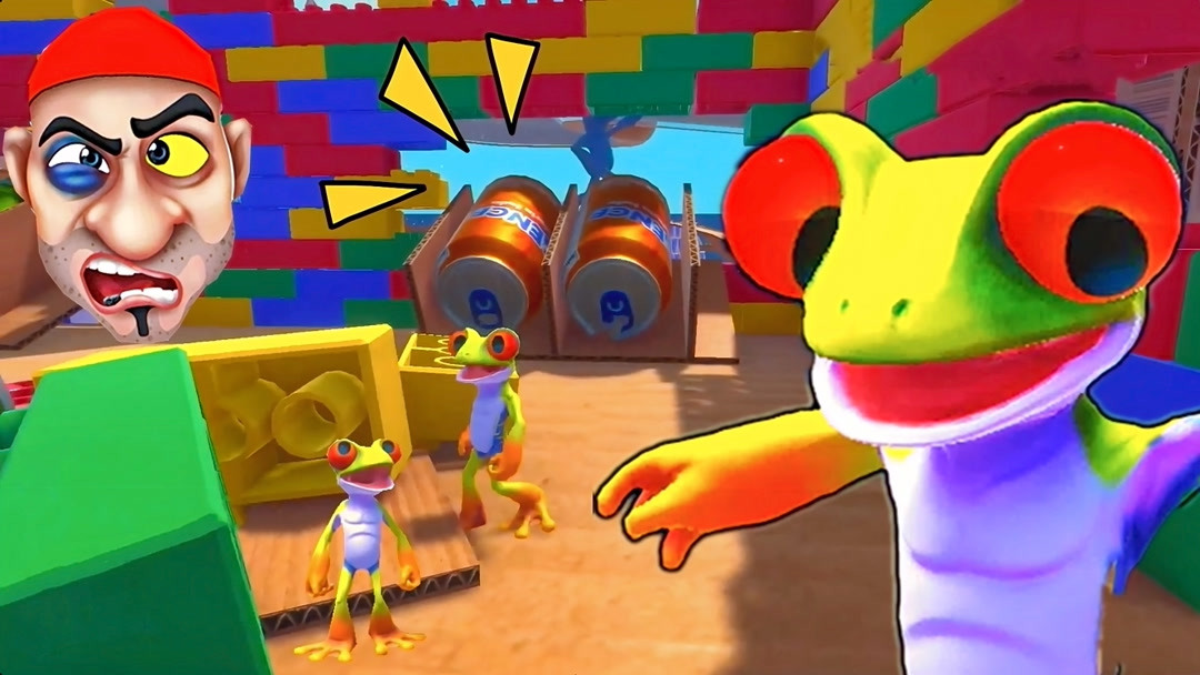 青蛙模拟器:在积木城堡里发现饮料大炮,发射后把塔米也带走了!