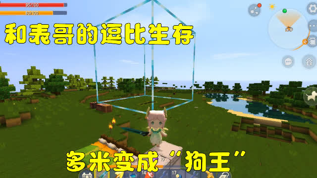 迷你世界:和表哥联机生存,多米带回一群狗,...