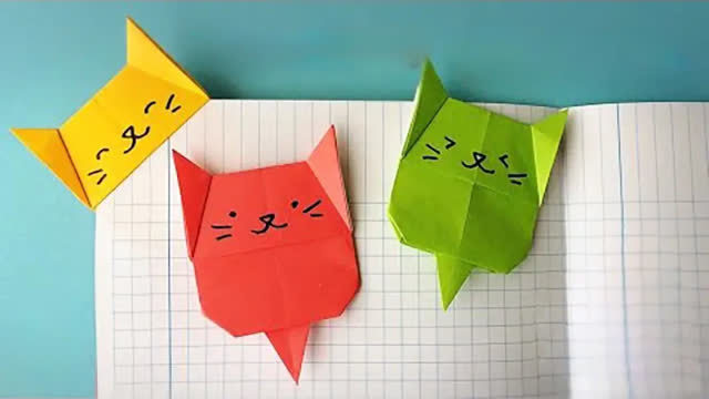有朋友要的折纸小猫书签,一张纸就做好了,手工折纸视频