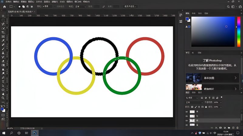 ps教程第二期:椭圆工具制“奥运五环”
