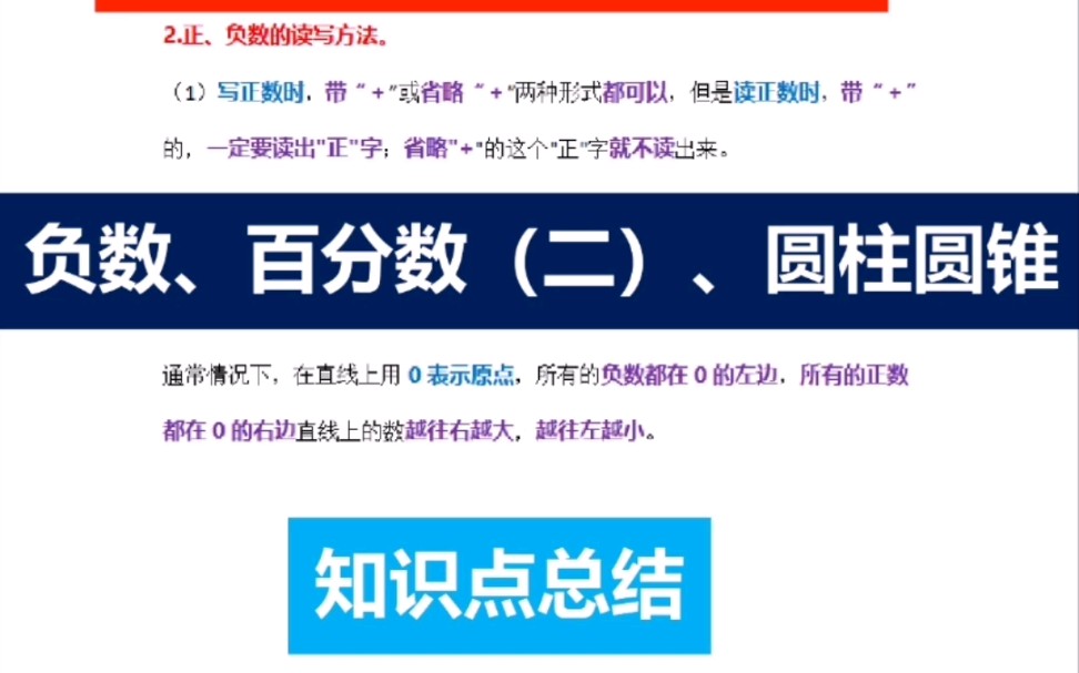 六年级下册数学前三单元知识点总结