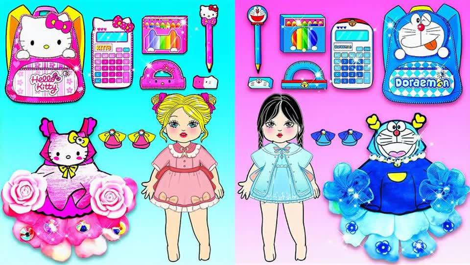 剪纸动画:凯蒂猫主题文具VS哆啦A梦主题文具,你喜欢哪个风格?