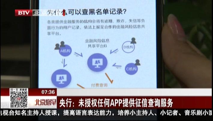央行:未授权任何APP提供征信查询服务