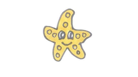海星简笔画,在五角星的基础上作画,还可以根据自己的喜好来上色