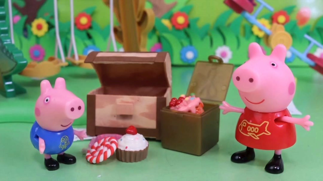 超好玩!佩奇和乔治喂小鸭子吃蛋糕,漂流瓶寻宝记