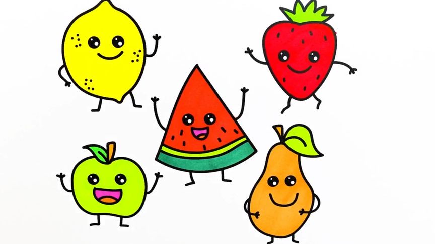 各种水果简笔画的画法以及上色,大家快来试一试!