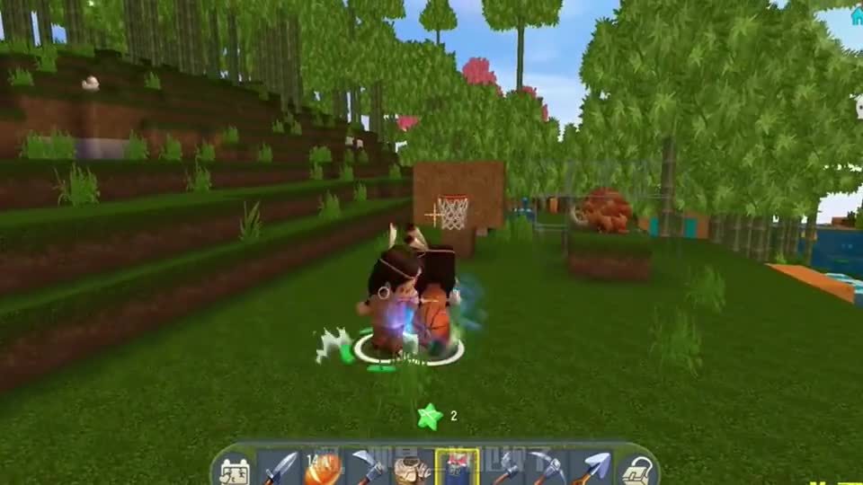 迷你世界:二狗子和狗蛋打篮球,结果怪物还兴致勃勃的当裁判