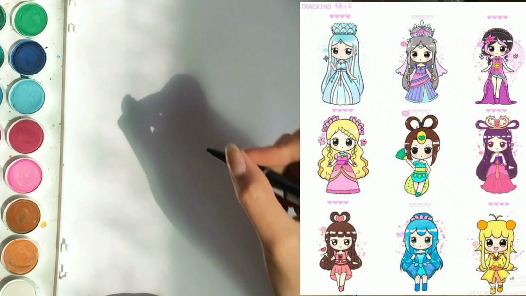 叶罗丽冰公主简笔画,雄狮水彩上色