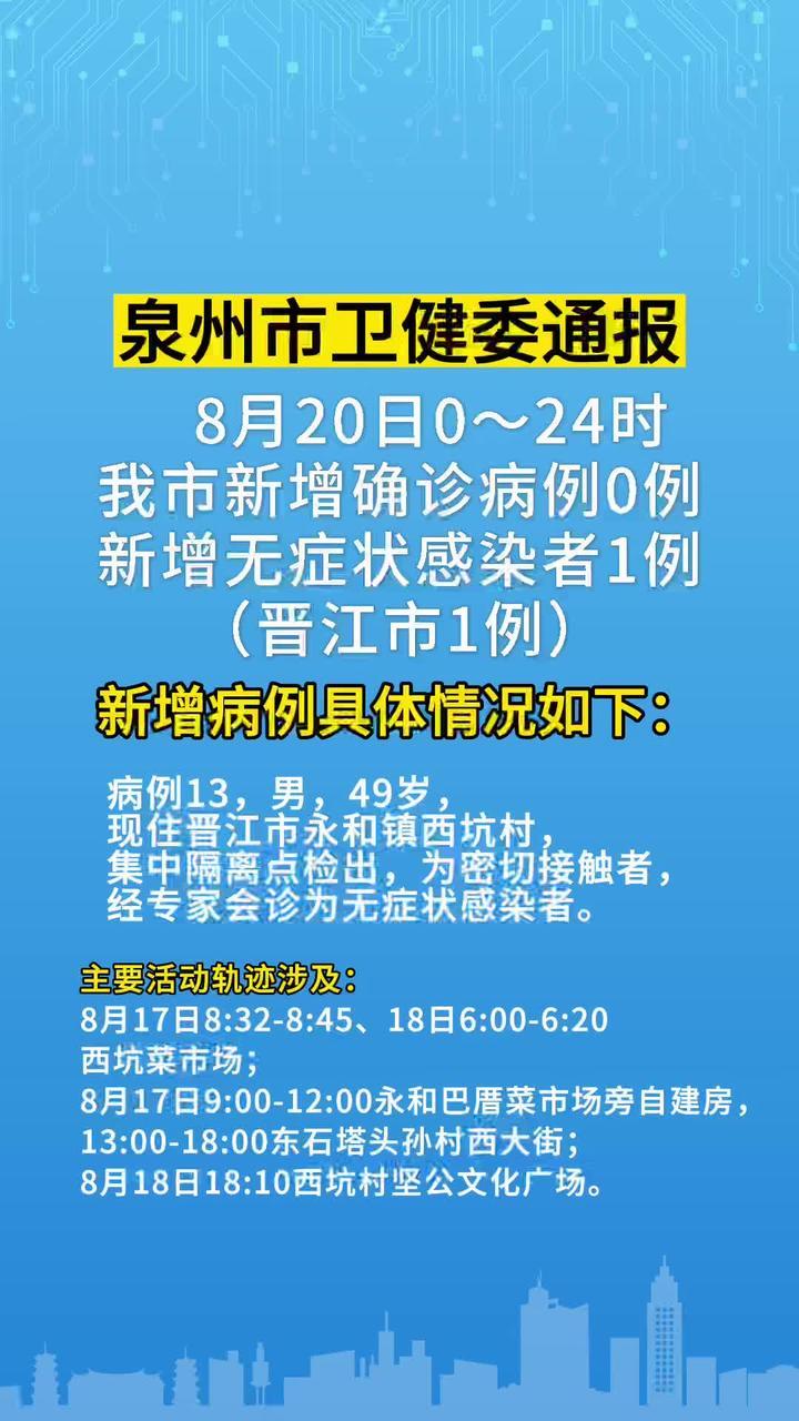 泉州公布8月20日1例新增无症状感染者活动轨迹 #疫情 #疫情防控 #...