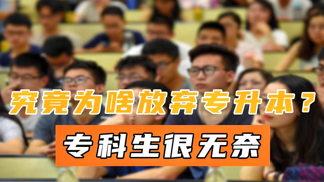 为什么越来越多的专科生不愿意“专升本”?这6个原因,非常现实