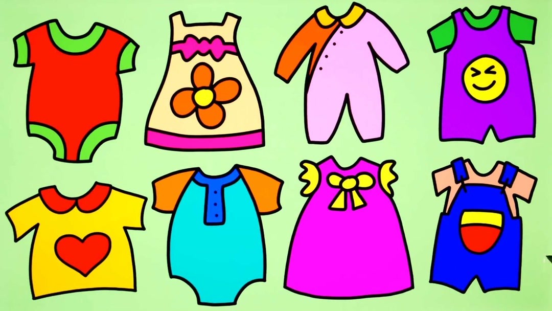 儿童简笔画一起来画漂亮的彩色小衣服