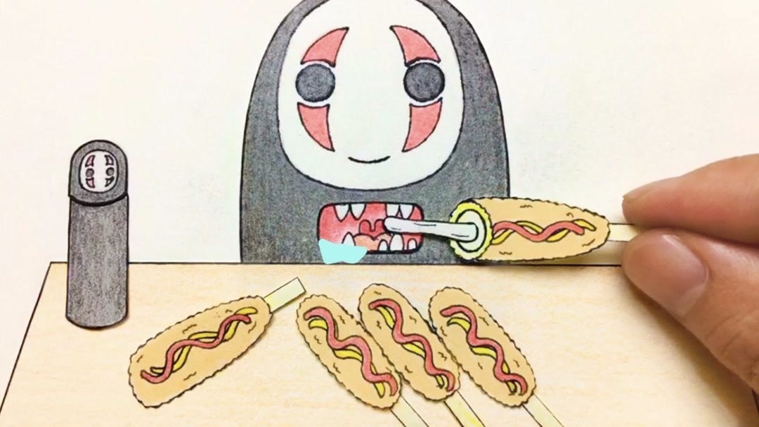 手绘定格动画好减压!一桌子芝士棒,无脸男卡擦吃到停不下来