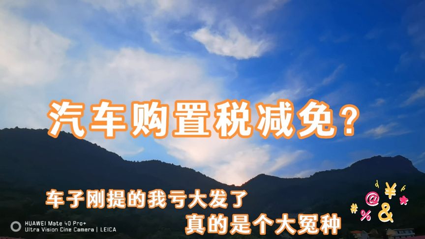 汽车购置税减免政策下来了!刚提的车就亏了一两万,我是个大冤种