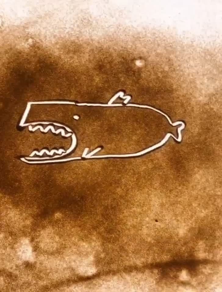 ...数字是几数字5原来可以变个可爱的大鲨鱼哦简笔画沙画幸运数字鲨鱼