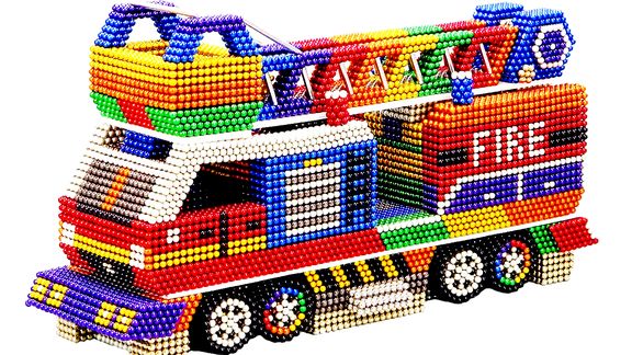 炫彩磁力小球玩具DIY教程:如何搭建消防车模型