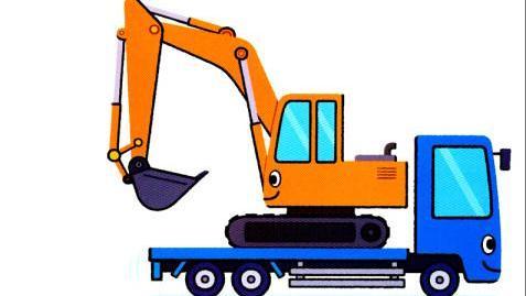 挖掘机与卡车工作视频 儿童工程车 汽车总动员动画片中文版 装载卡车4