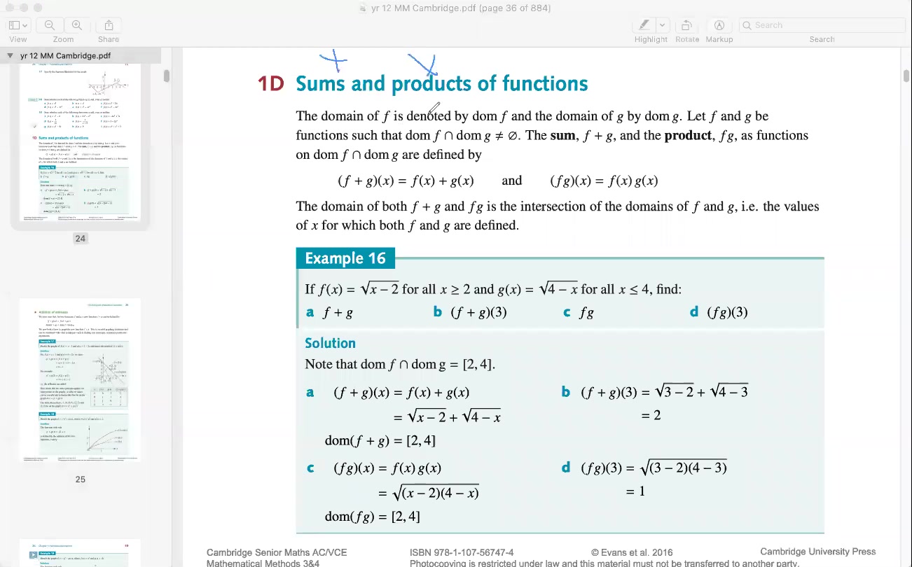 VCE 中数 MM 1D & 1E 复合函数