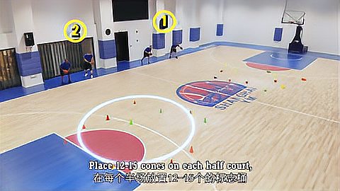 单人:标志桶运球练习