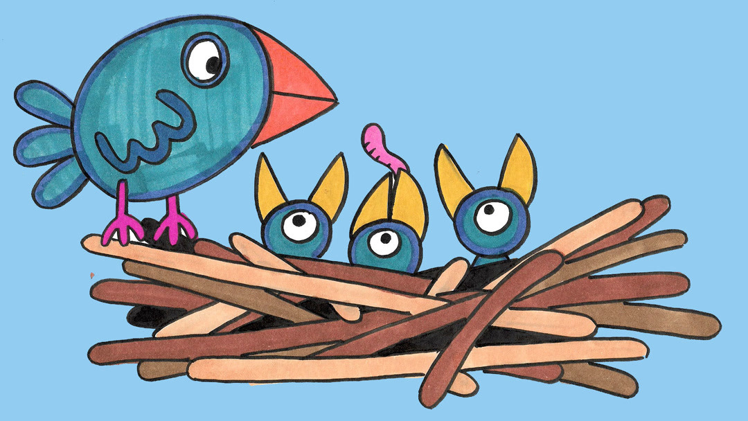 绘本故事 鸟妈妈给刚出生的小鸟找虫吃