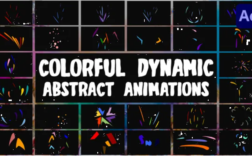 AE模板-卡通烟花MG动画元素 手绘动画几何形状的集合 多彩元素叠加层