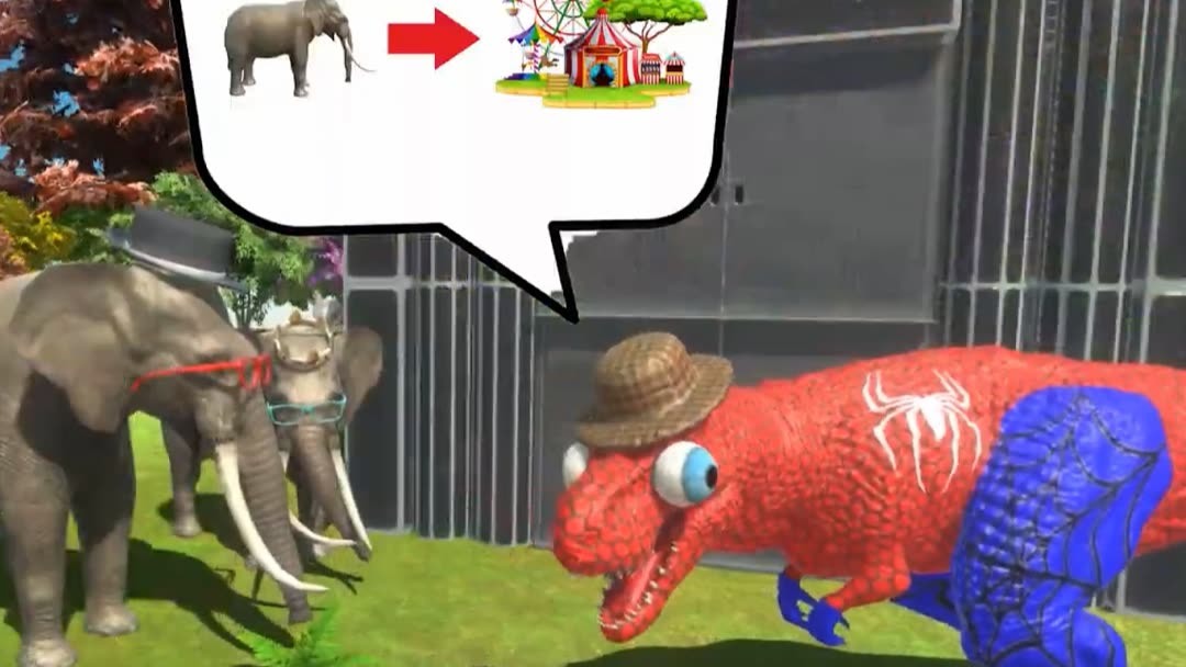 动物战争模拟器 霸王龙居然想要带着象孩子们前去游乐园