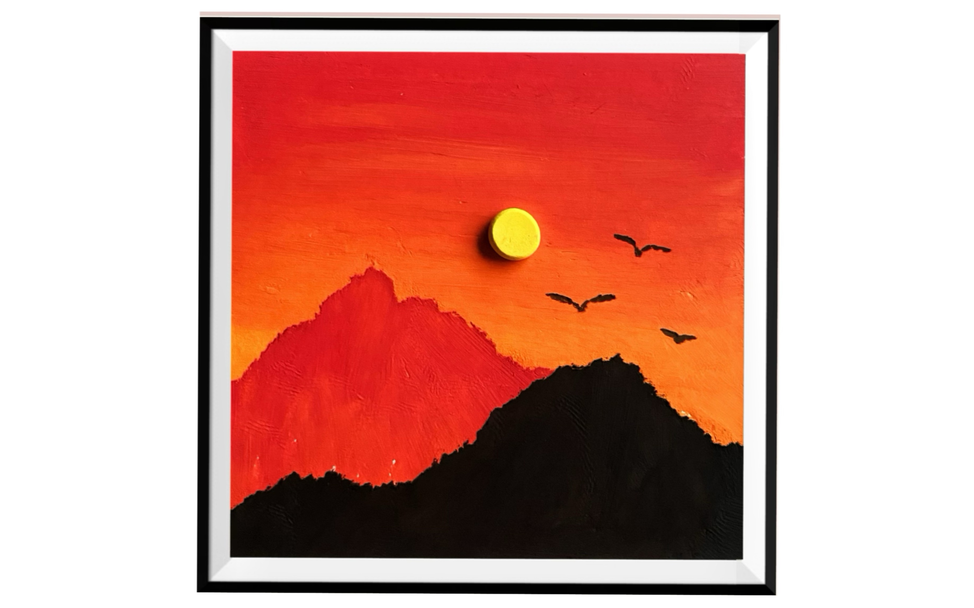 油画棒风景晚霞绘画过程,每一次的晚霞都是太阳对天空的不舍