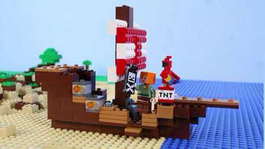 乐高版我的世界:爱丽丝造了一艘大船找金币,结果被僵尸盯上了