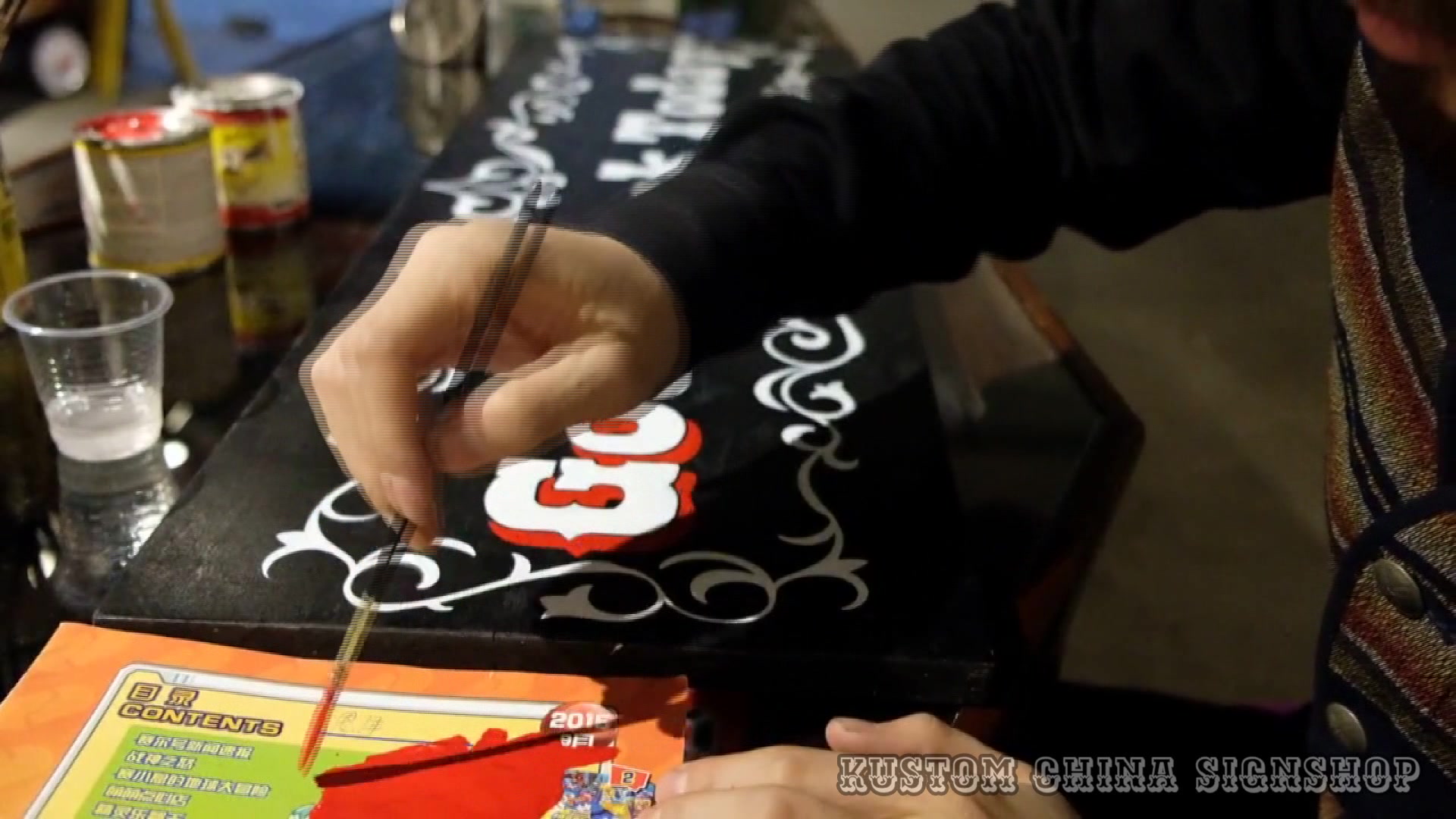 老式平面绘画 美式传统招牌制作 kustom china sign painting