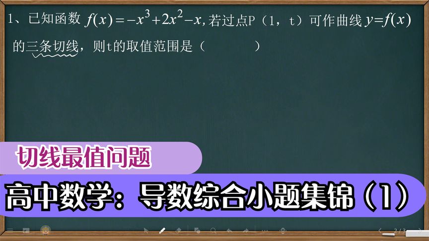 高中数学:导数综合小题集锦---切线最值问题