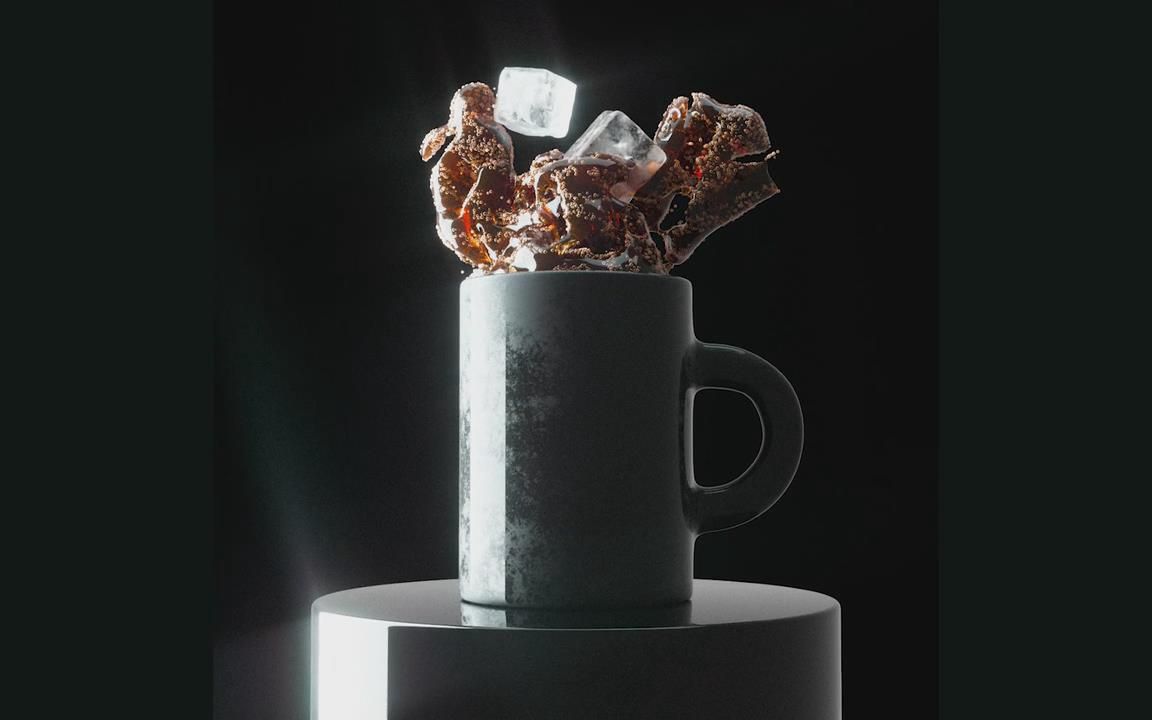 【C4D】C4D与OC渲染器咖啡飞溅效果案例教程(中英双字)