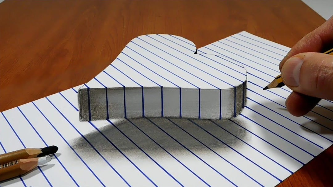 立体的心3D绘画,喜欢画画的别错过!