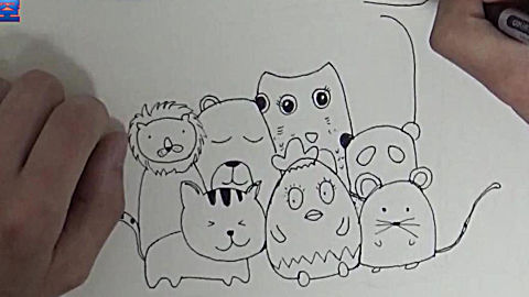 绘画基础教学:树下乘凉的小动物们,老虎猫咪都好可爱!