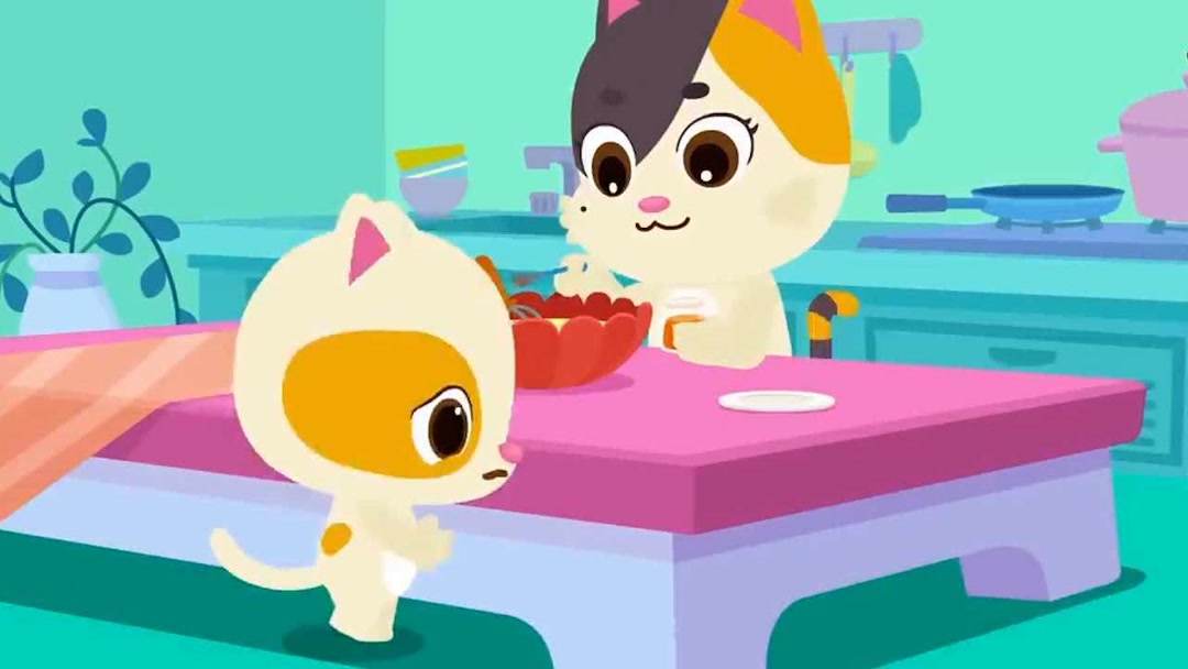 抓住偷吃的小猫咪 最新经典英文儿歌童谣美食卡通动画