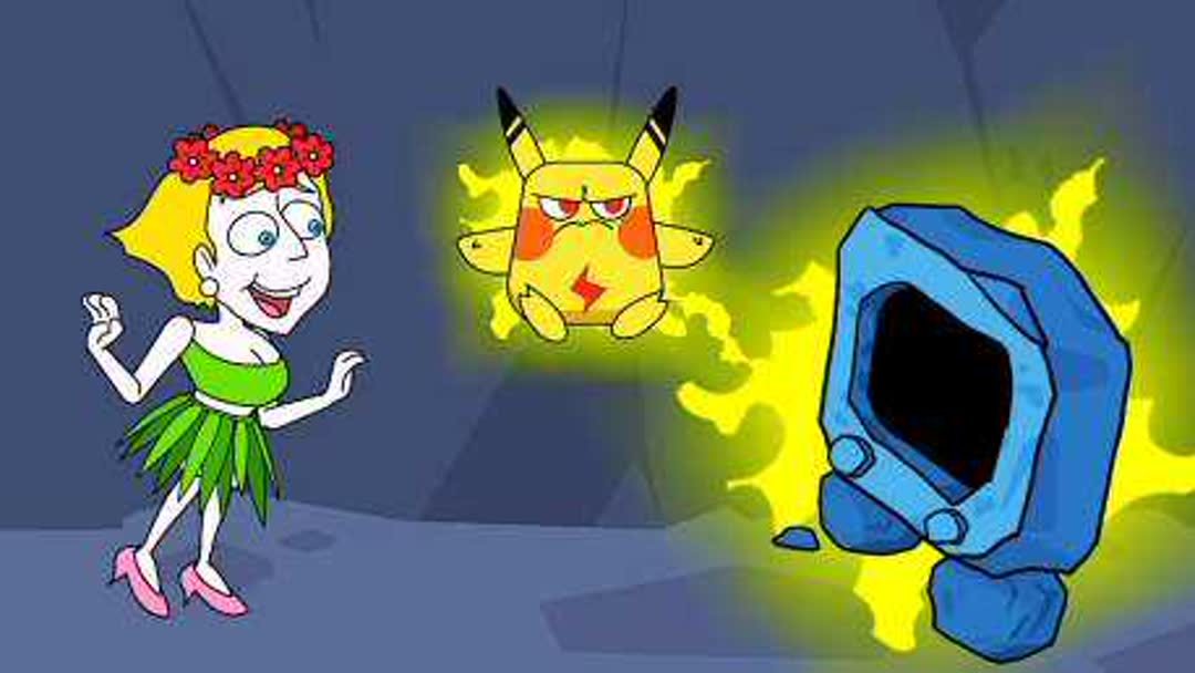 救救那个女孩:山洞发现史前石头电视机,皮卡丘来帮忙激活充电