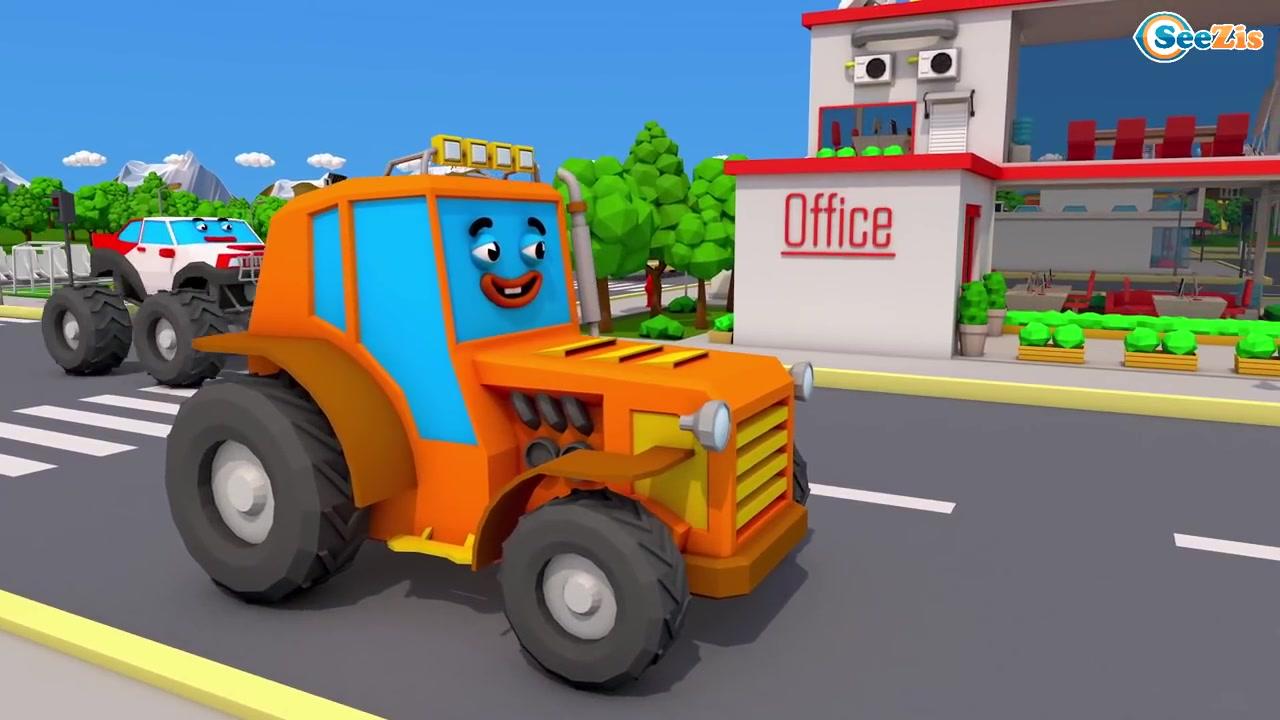 带滚珠小车的拖拉机 汽车和卡车故事