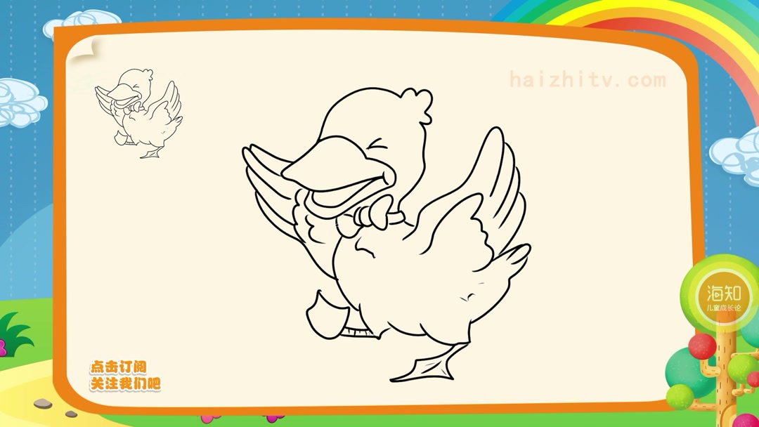 简笔画动物教程,如何画爱唱歌的鸭子,海知简笔画大全系列