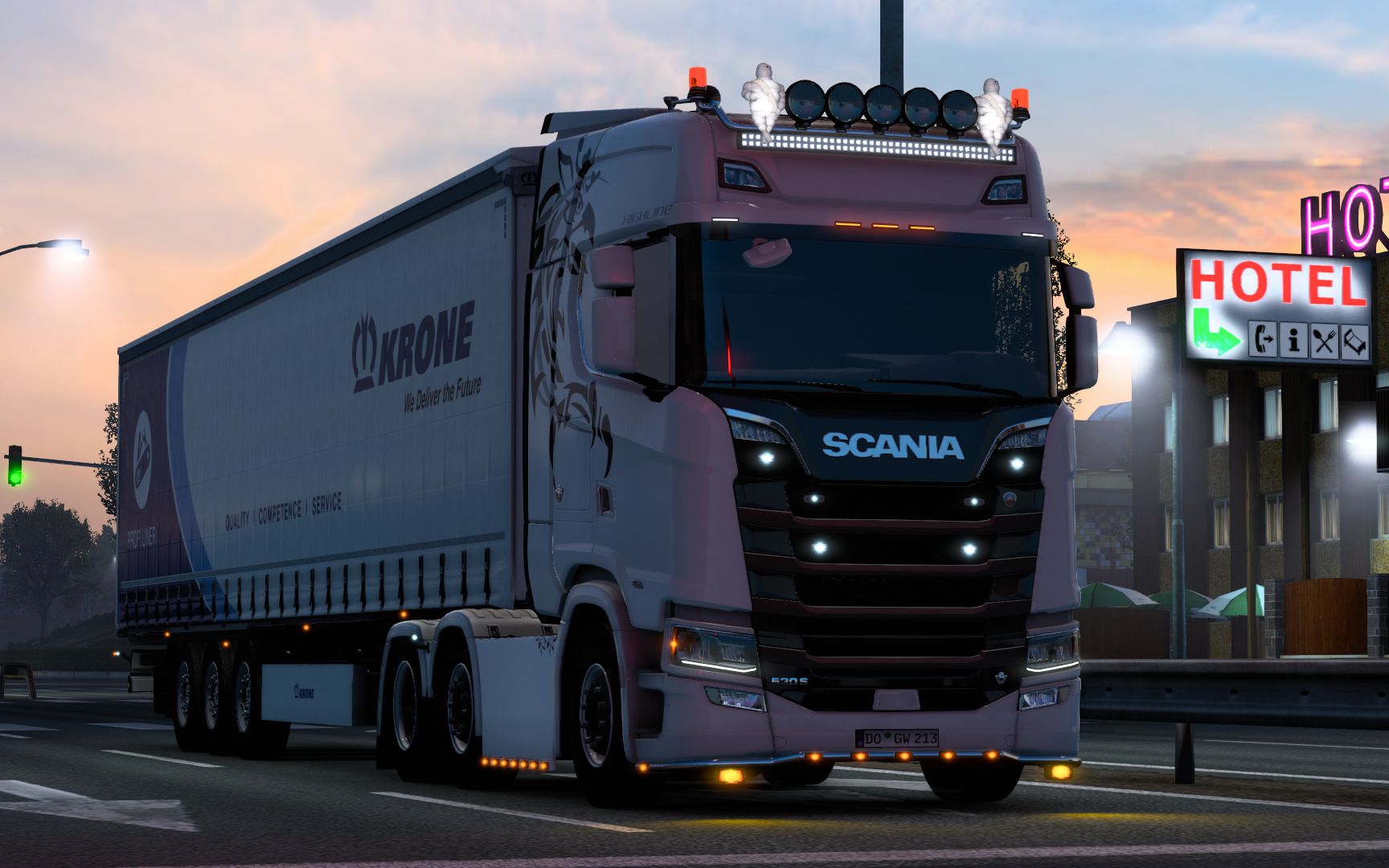 欧洲卡车模拟2 驾驶SCANIA 斯堪尼亚530S V8发动机卡车 运输50吨...