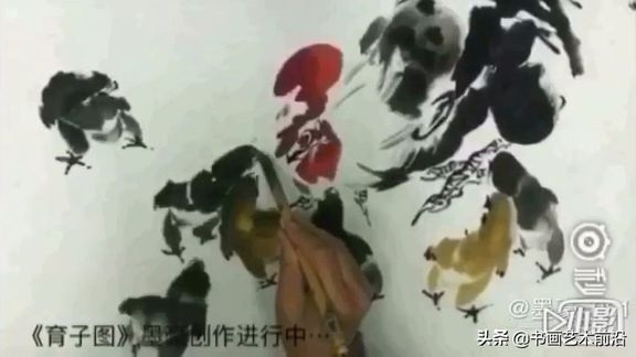 宋庄见著名画家墨豪画鸡