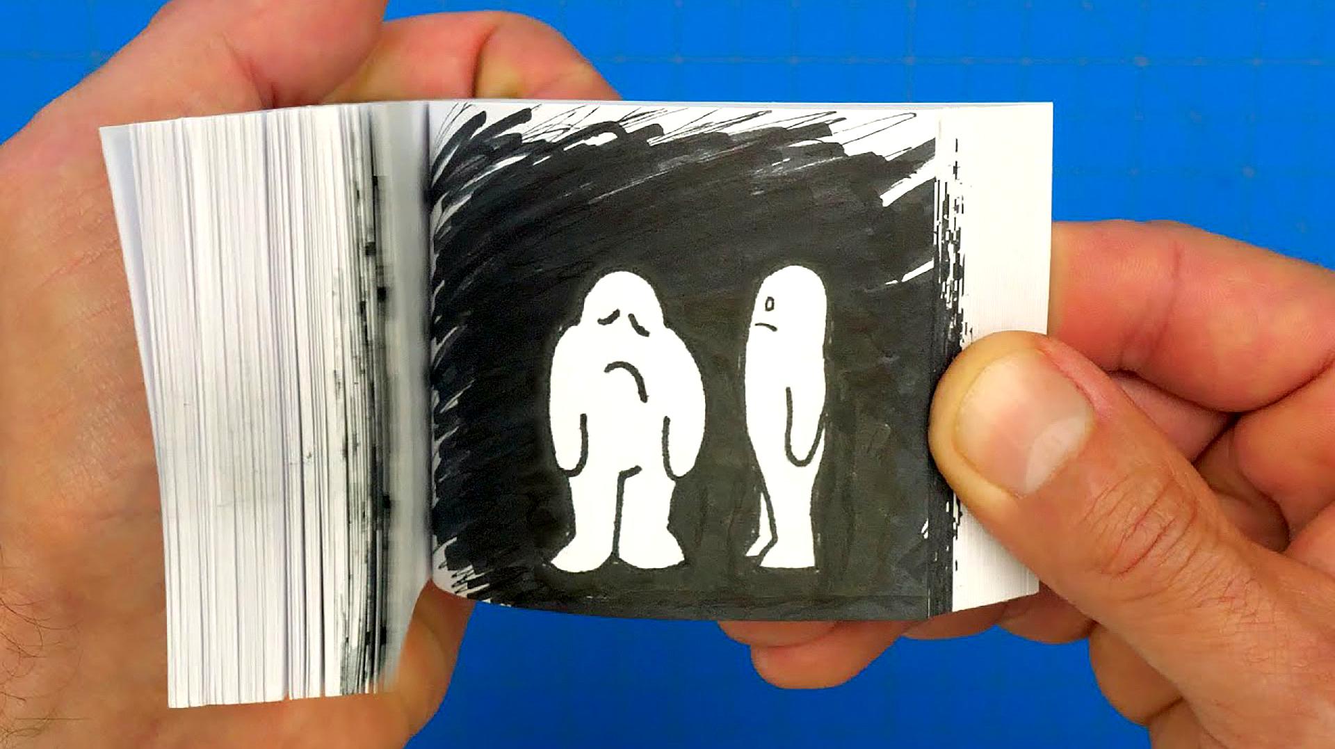 创意翻页动画：一个悲伤的小人！