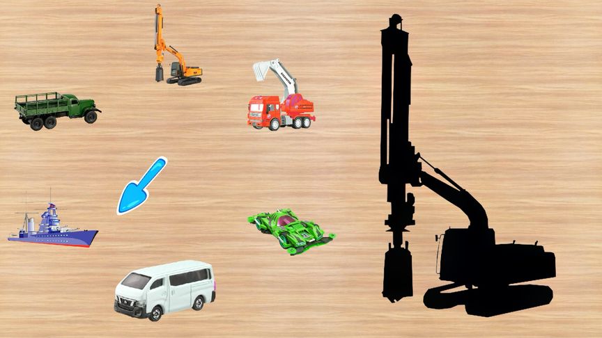 认识旋转钻机,挖机,解放卡车等工程车