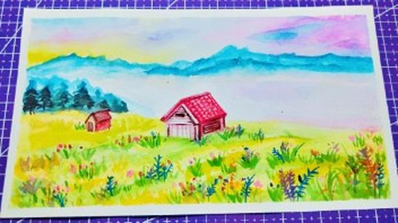 【馨妈手绘】简单的风景水彩画#水彩画#风景画