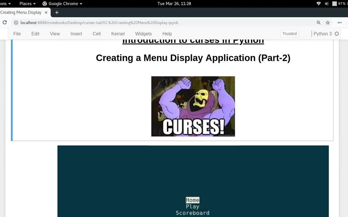 Creating Menu Display for Terminal | Intro to curses in Python (Part-2)