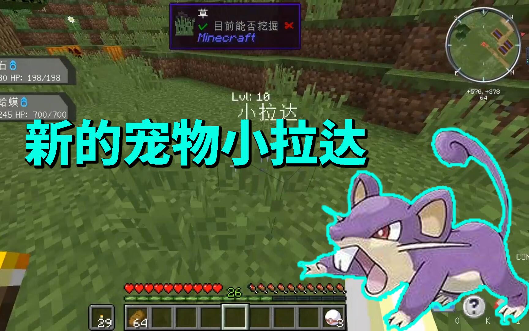 我的世界神奇宝贝07:制作转换桌,捕捉到新的宠物小拉达