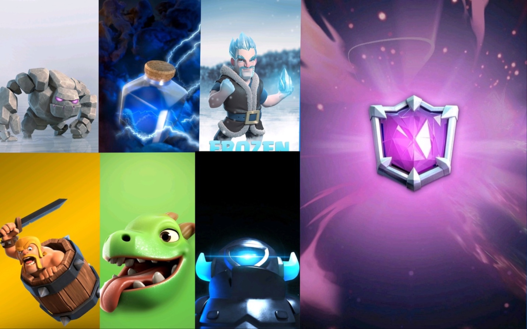 【皇室战争】恶心冰法石头人卡组渡劫7000回放(水人,大闪胖,墓园)